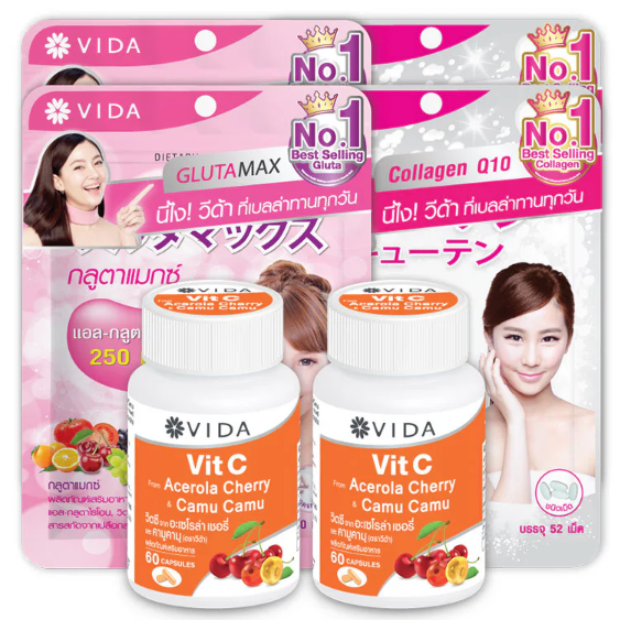 Vida - Bundle - GlutaMax 30 Capsules (2 Sachets) + Collagen Q10 52 Tab ...